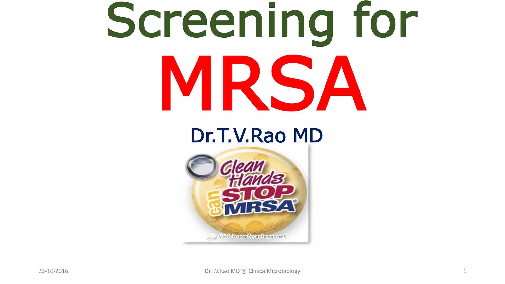 Screening for MRSA | PPTX