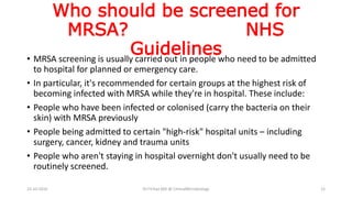 Screening for MRSA | PPTX | Infectious Diseases | Diseases and Conditions