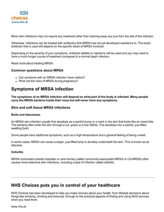 Mrsa infectionnhschoices | PDF