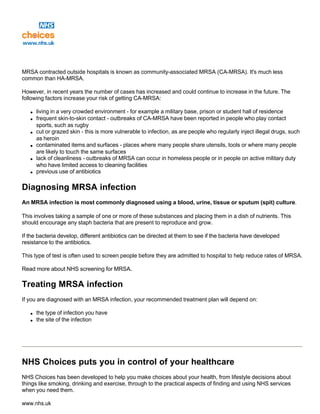 Mrsa infectionnhschoices | PDF