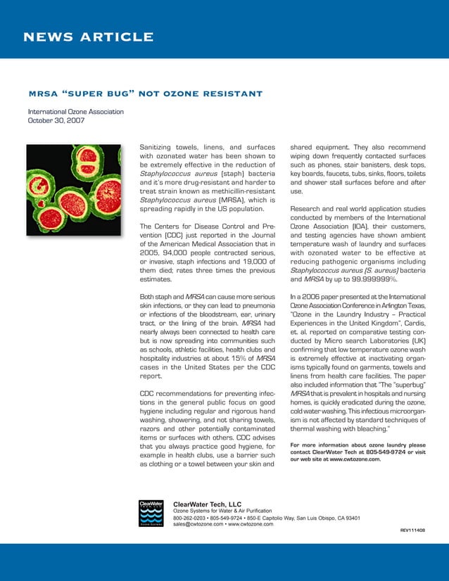Mrsa super bug not ozone resistant na 041009 | PDF