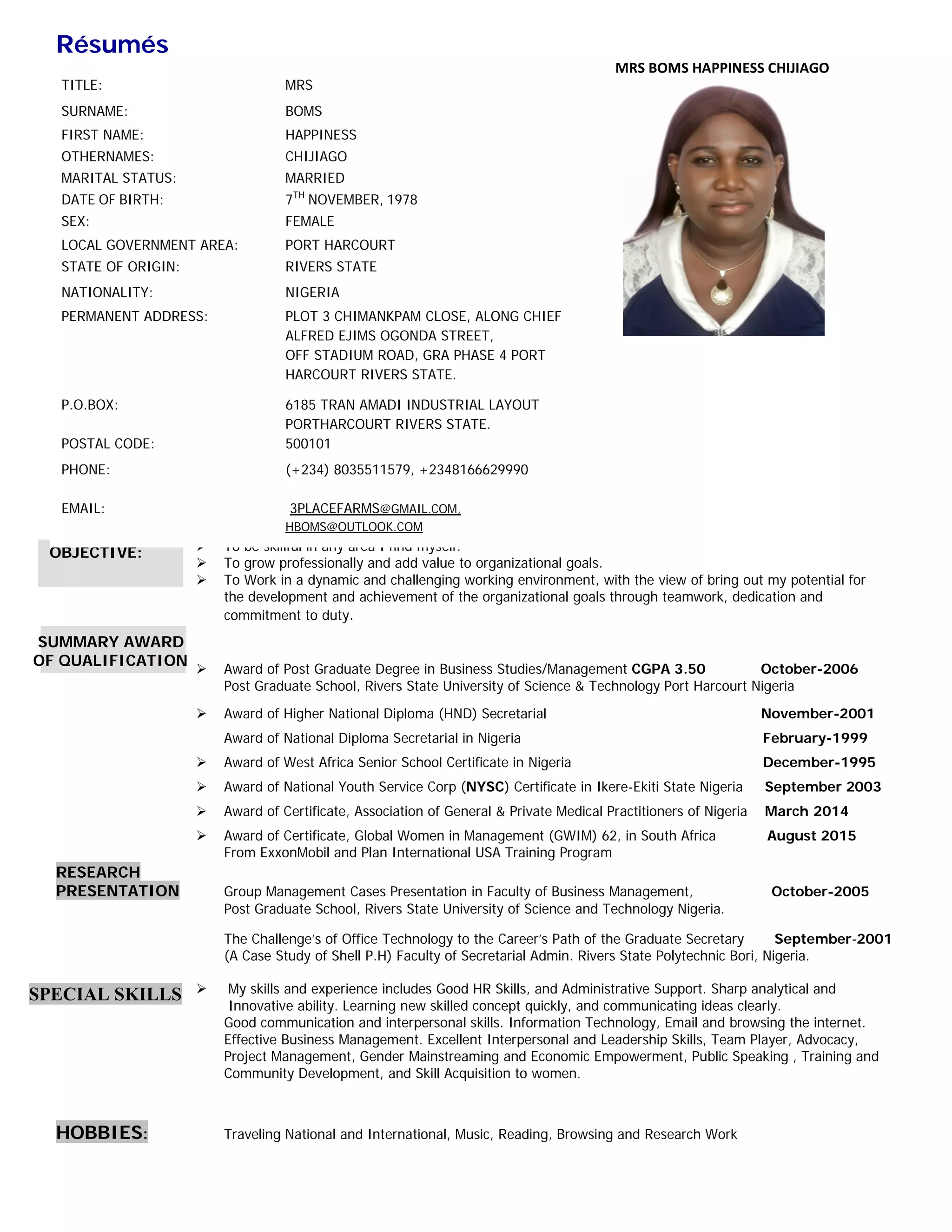 Mrs boms happy cv | PDF