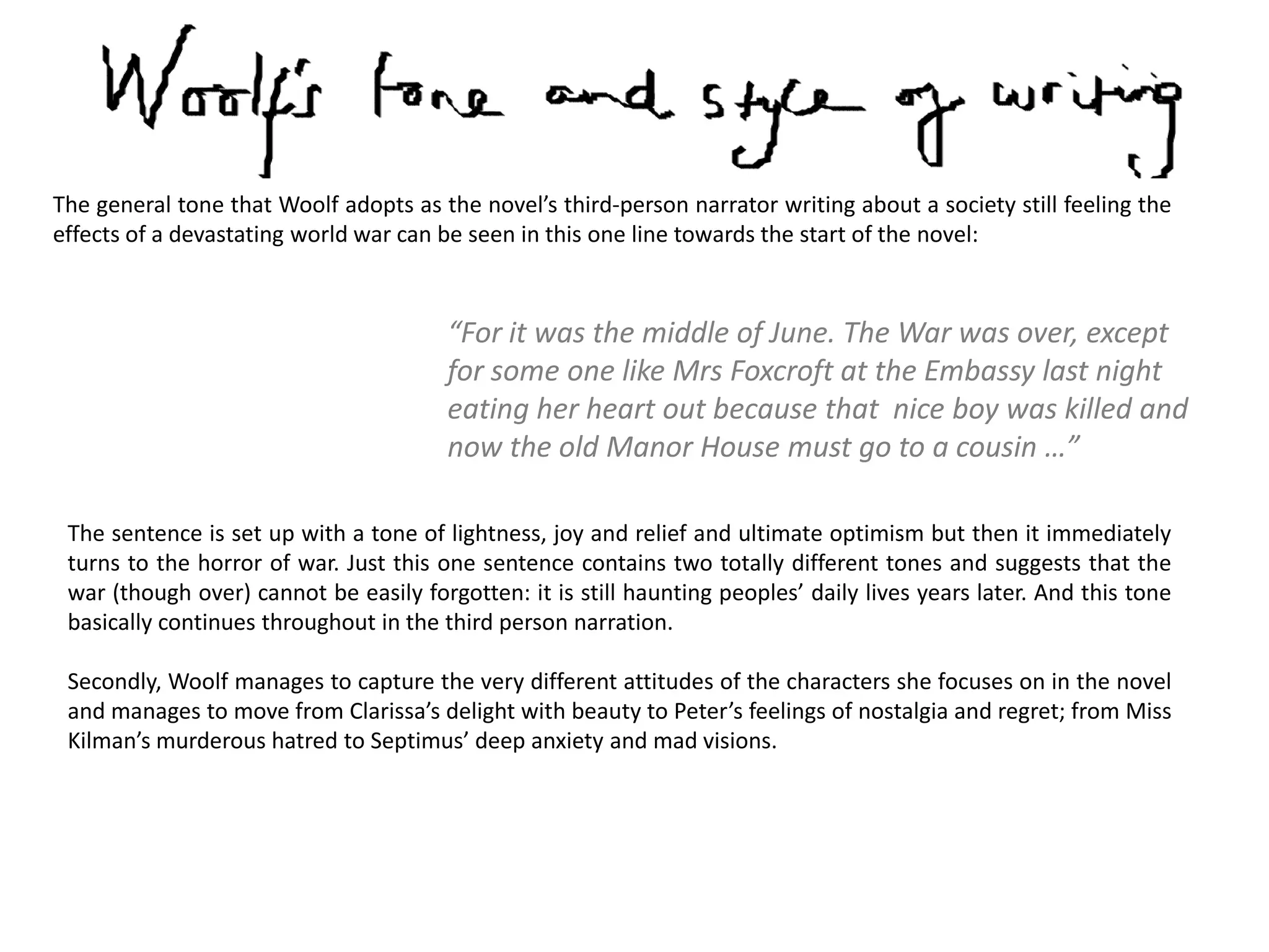 MRS DALLOWAY by Virginia Woolf | PPTX