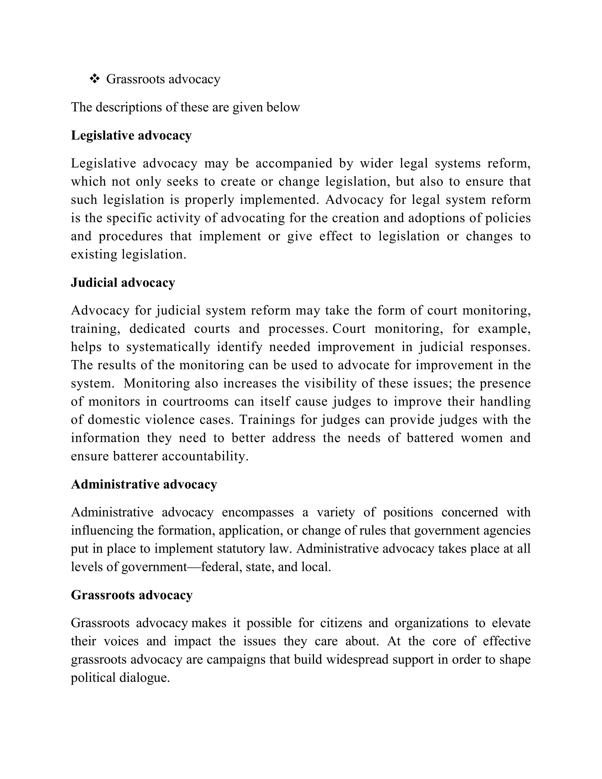 What do you mean by advocacy? Discuss the importance and types of ...