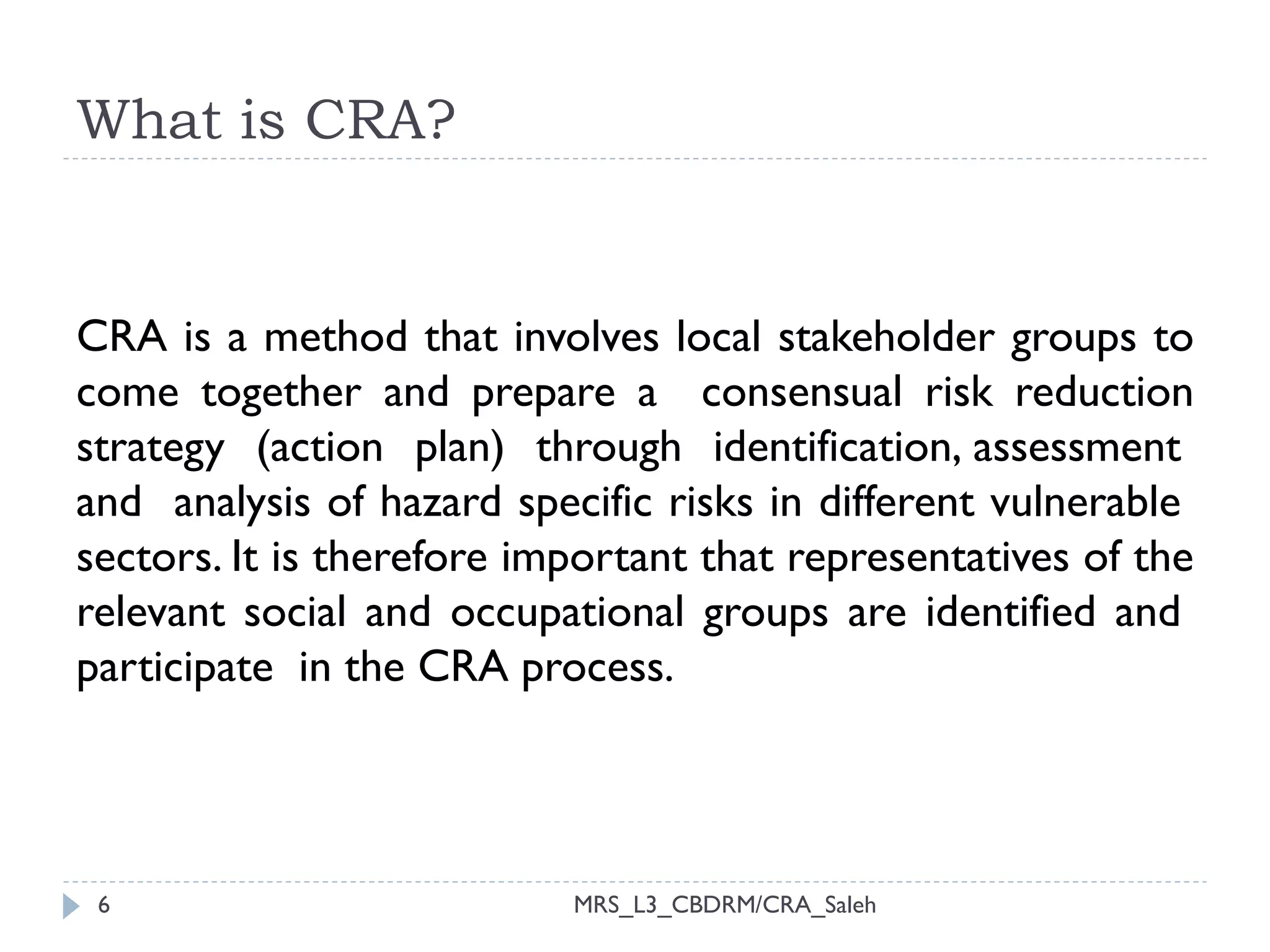 Community Risk Assessment (CRA) | PDF