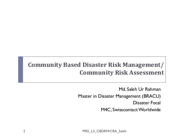 Community Risk Assessment (CRA)
