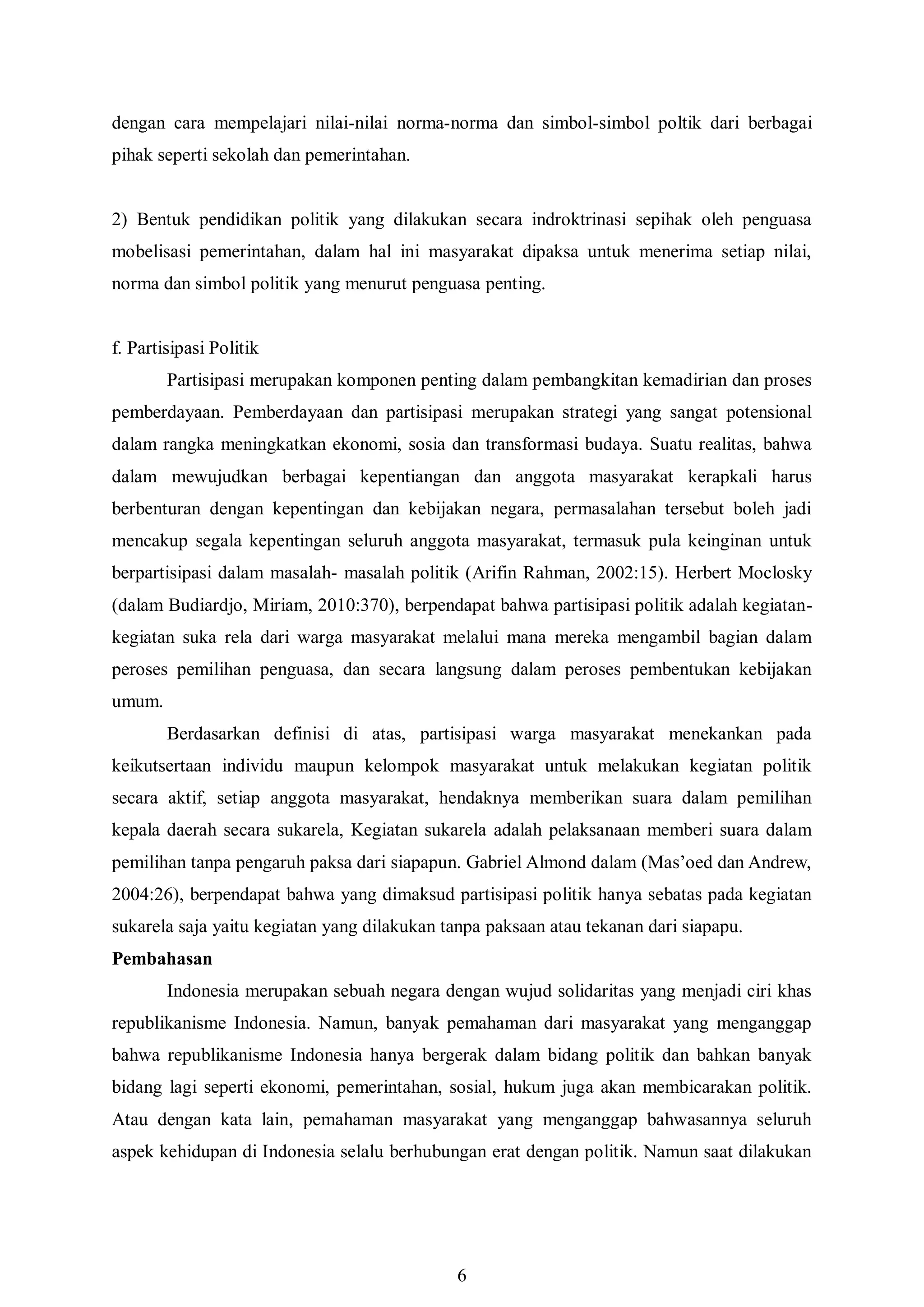 Implementasi Pendidikan Politik dan Keterlibatan Mahasiswa dalam ...