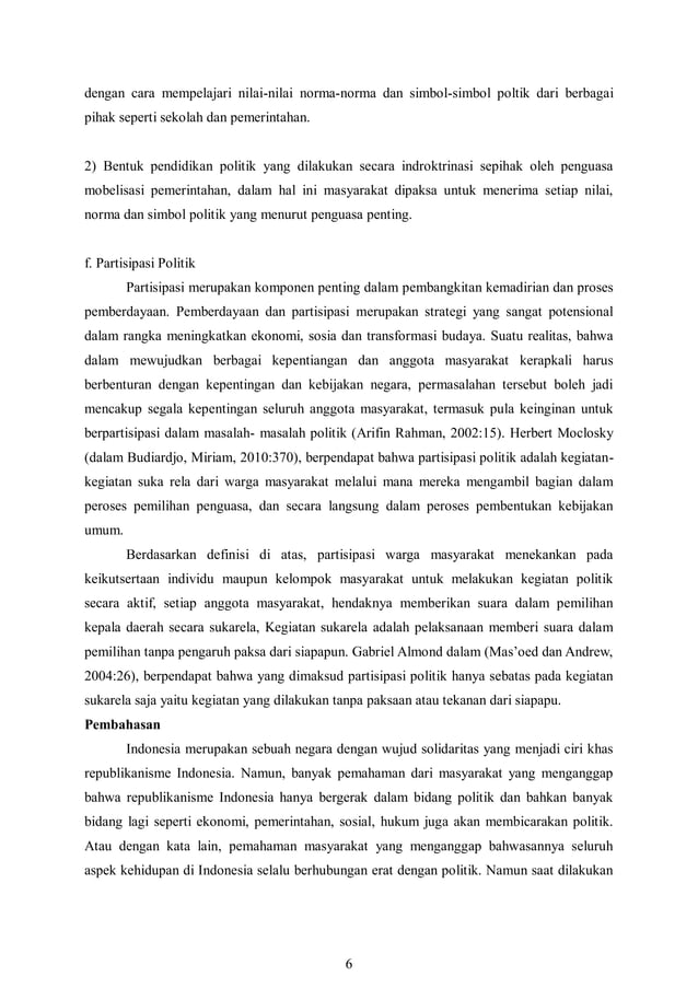 Implementasi Pendidikan Politik dan Keterlibatan Mahasiswa dalam Aktivitas Politik untuk ...