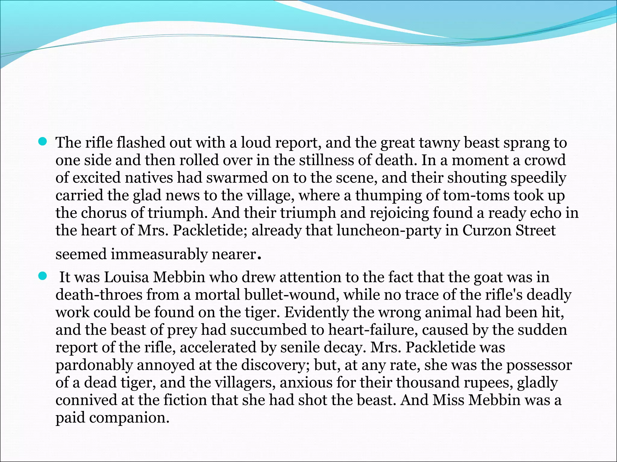 Mrs Packeltide Tiger PPT class 10 | PPT