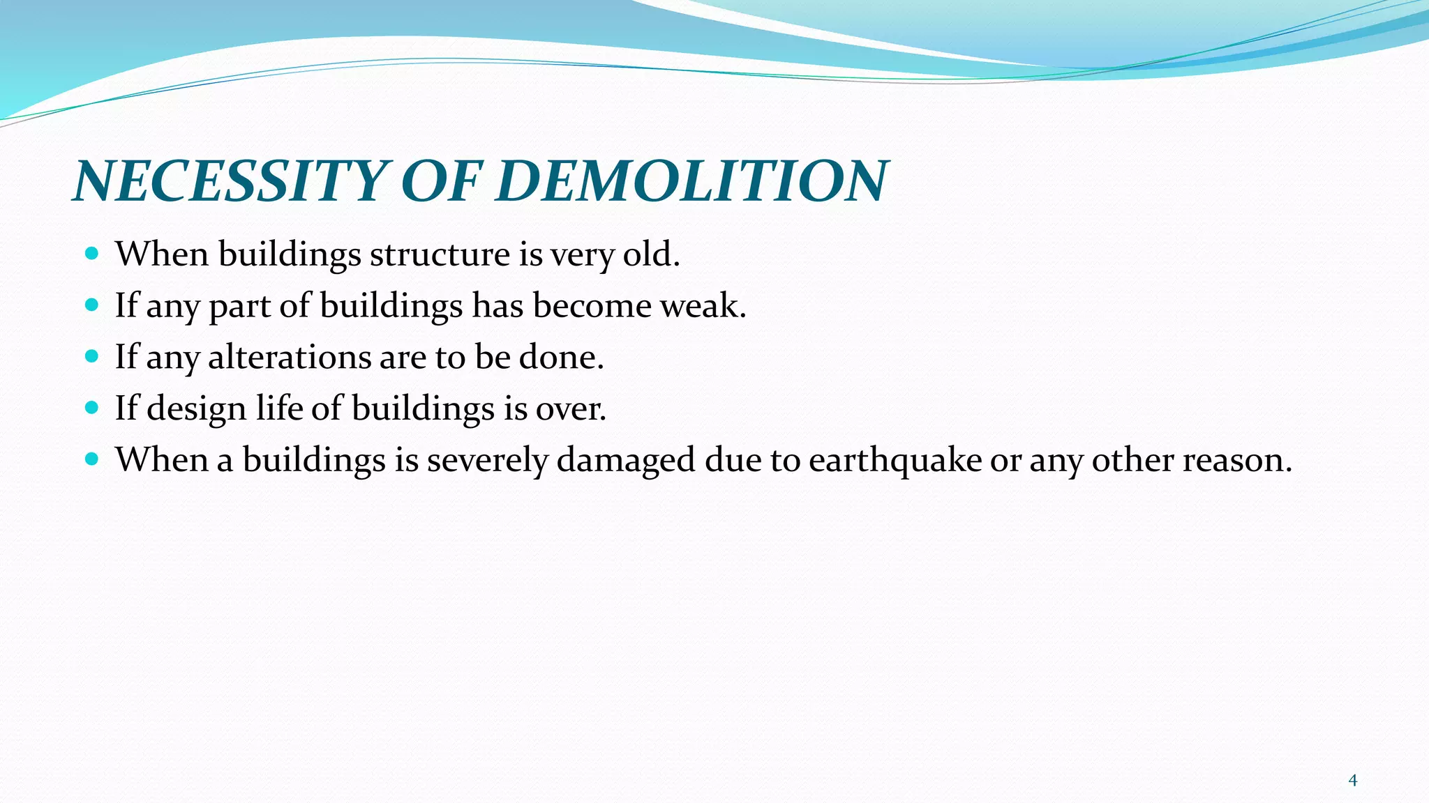 Demolition of building and its precautionary measures as per IS code | PPTX