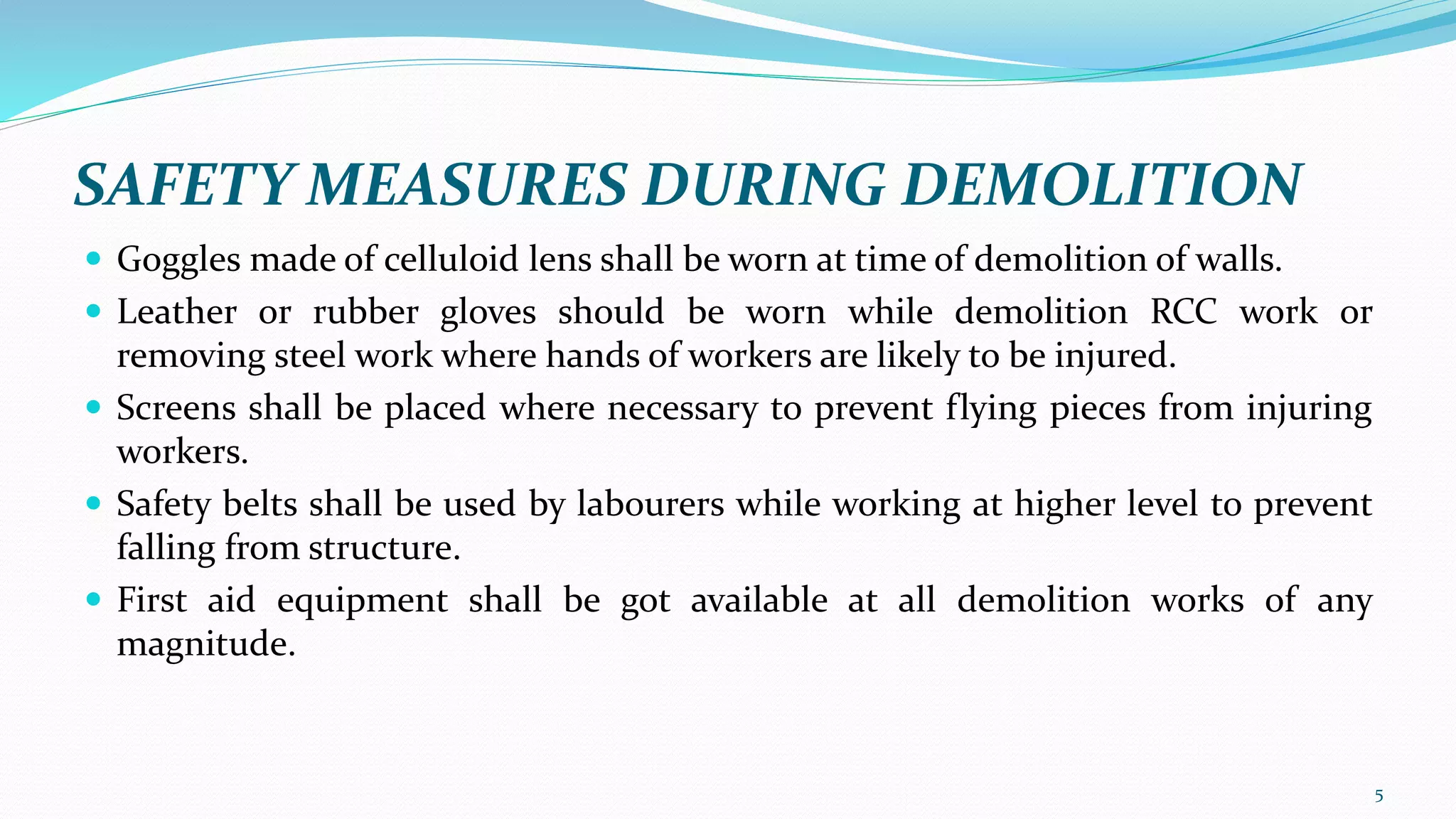 Demolition of building and its precautionary measures as per IS code | PPTX