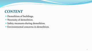 Demolition of building and its precautionary measures as per IS code | PPTX