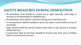 Demolition of building and its precautionary measures as per IS code | PPTX