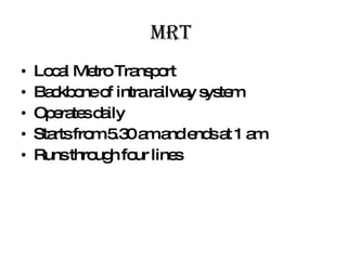 Singapore's MRT (Mass Rapid Transit) - The four lines and extension | PPT