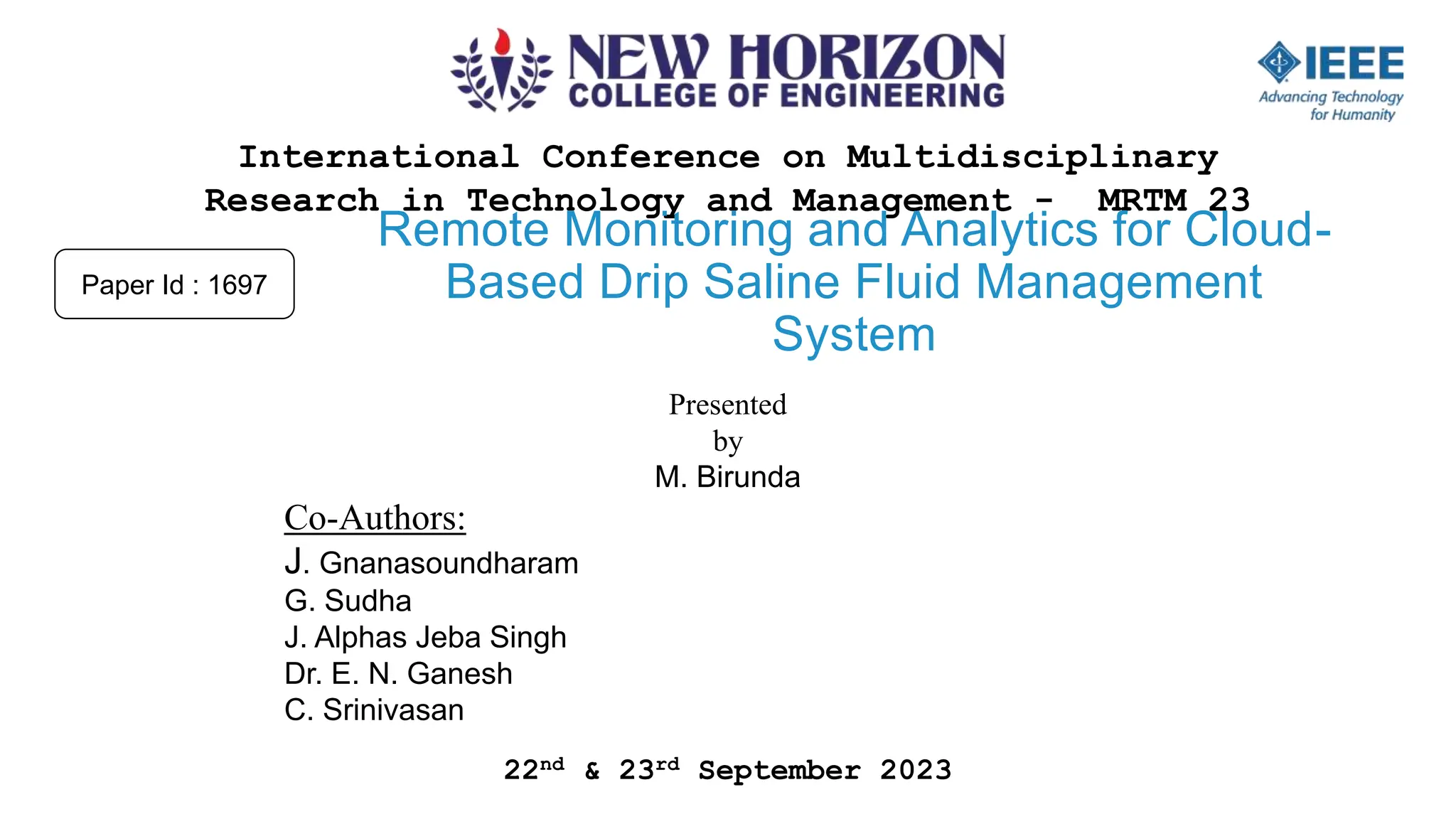Remote Monitoring and Analytics for Cloud-Based Drip Saline Fluid ...