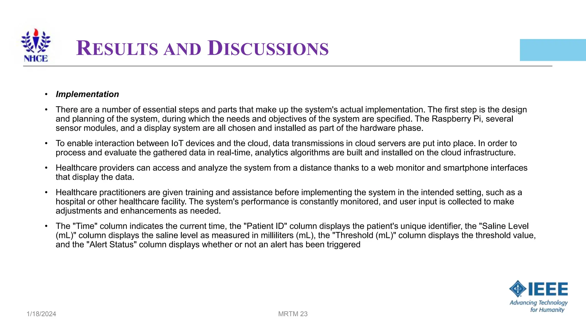 Remote Monitoring and Analytics for Cloud-Based Drip Saline Fluid Management System | PPT