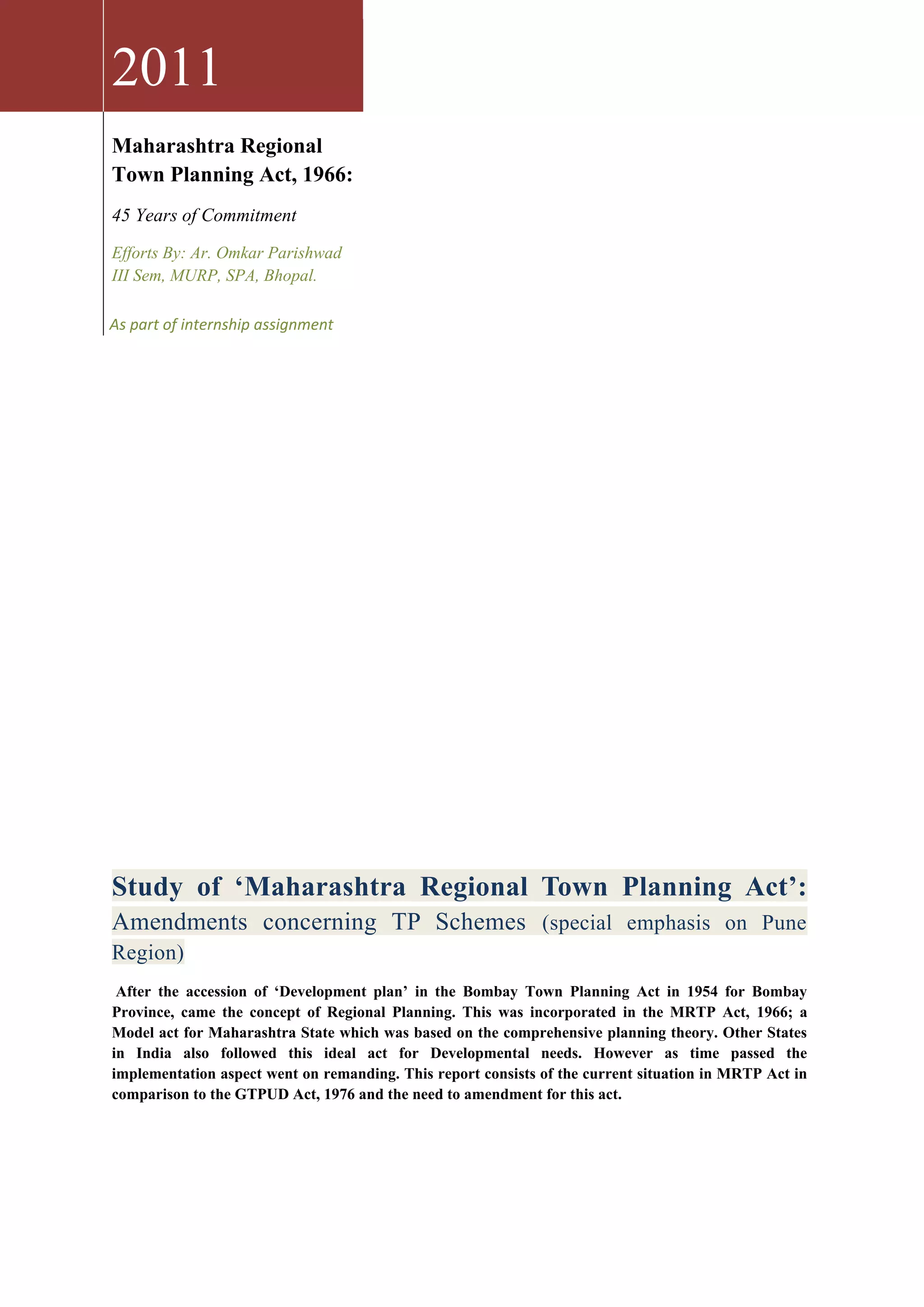 Maharashtra Regional Town Planning Act | PDF
