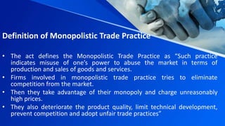 Monopoly and restrictive trade practices MRTP Act | PPTX | Business ...