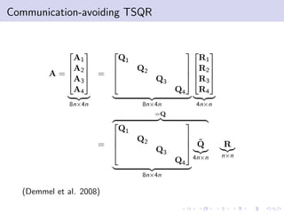 QR Factorizations and SVDs for Tall-and-skinny Matrices in MapReduce Architectures (SIAM CSE) | PPT