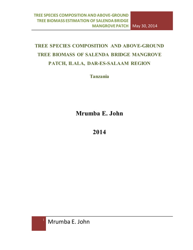Tree species composition and above ground tree biomass estimation | PDF