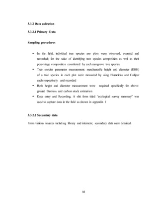Tree species composition and above ground tree biomass estimation | DOCX