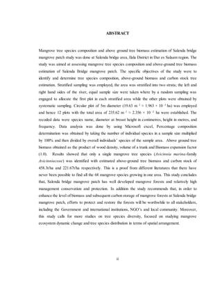 Tree species composition and above ground tree biomass estimation | PDF