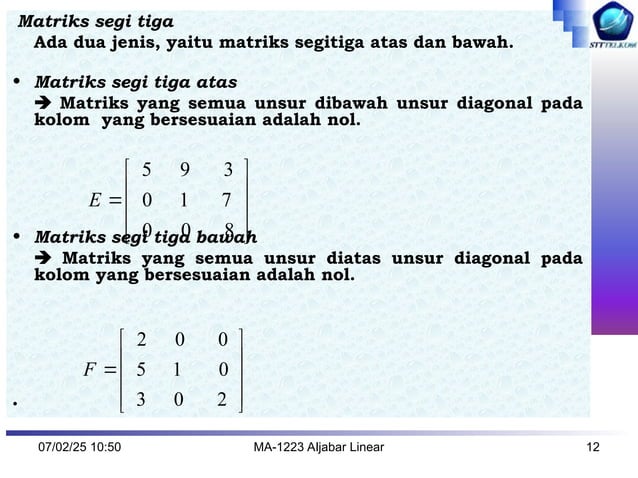 Matrix dan ruang vektor slide presentasi | PPT