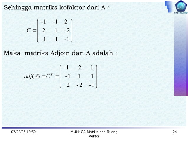 matrix dan ruang vektor slide presentasi bab 2 | PPT