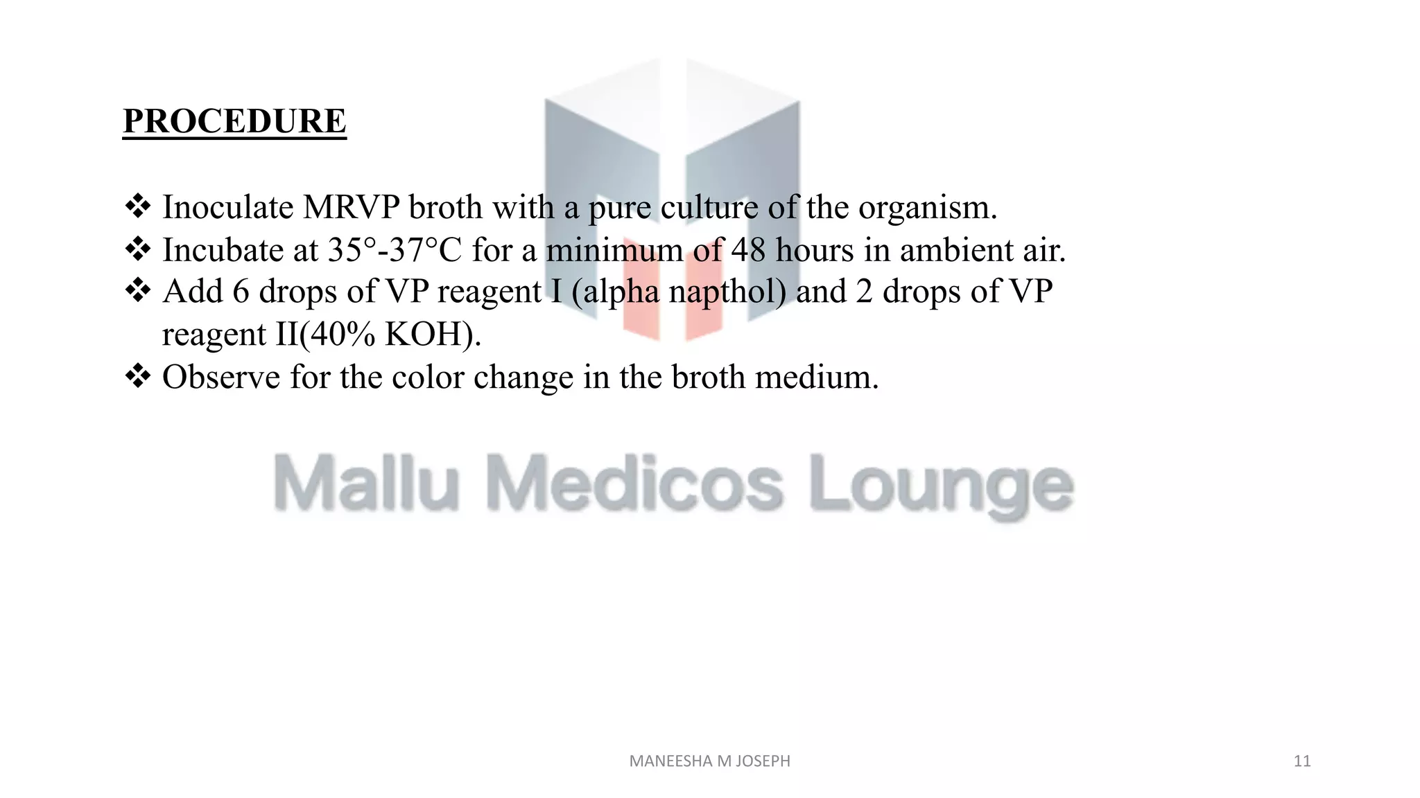Methyl Red (MR) and Voges-Proskauer (VP) Test | PDF
