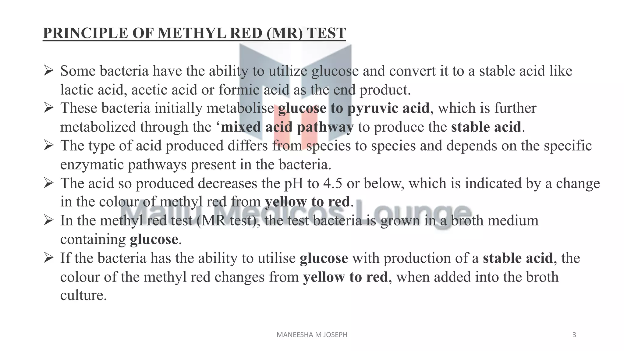 Methyl Red (MR) and Voges-Proskauer (VP) Test | PDF