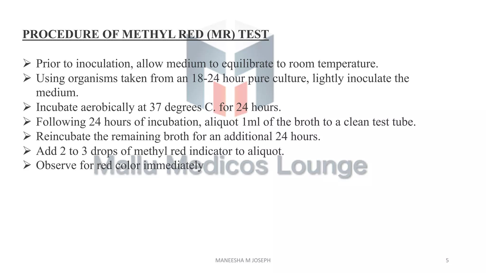 Methyl Red (MR) and Voges-Proskauer (VP) Test | PDF