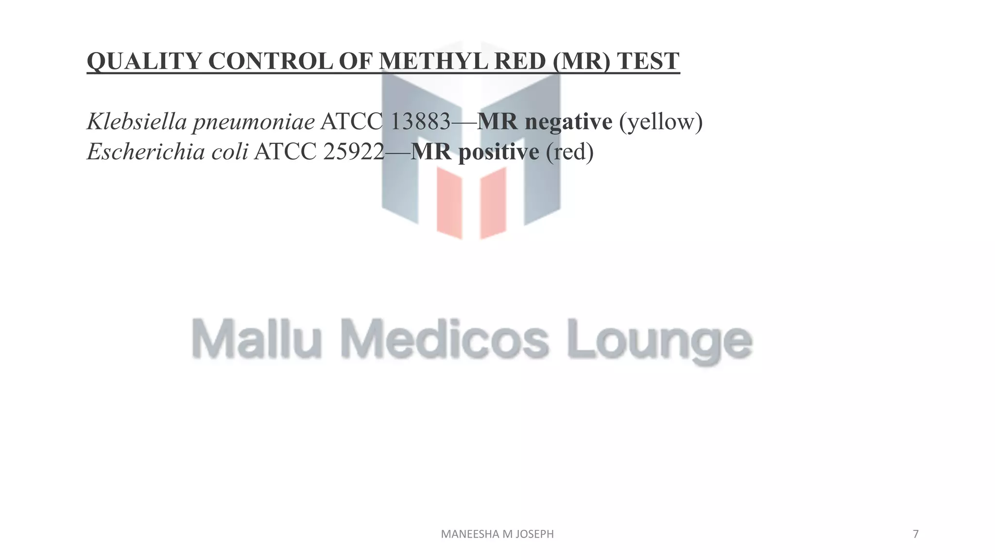 Methyl Red (MR) and Voges-Proskauer (VP) Test | PDF