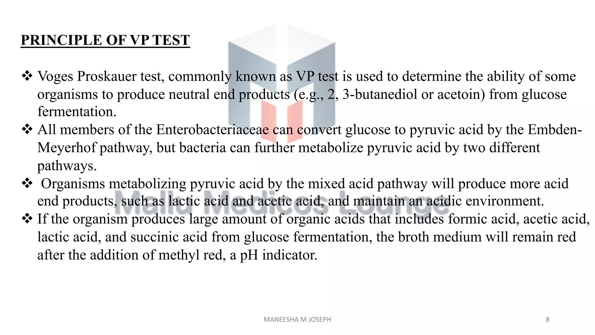 Methyl Red (MR) and Voges-Proskauer (VP) Test | PDF
