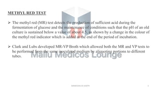 Methyl Red (MR) and Voges-Proskauer (VP) Test | PDF