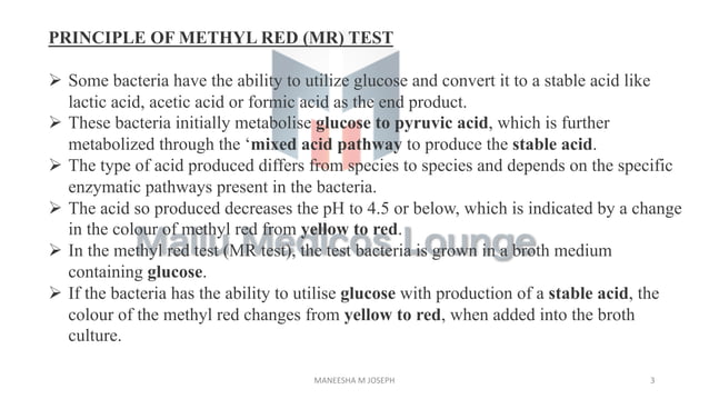 Methyl Red (MR) and Voges-Proskauer (VP) Test | PDF | Chemistry | Science