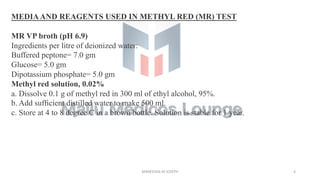 Methyl Red (MR) and Voges-Proskauer (VP) Test | PDF