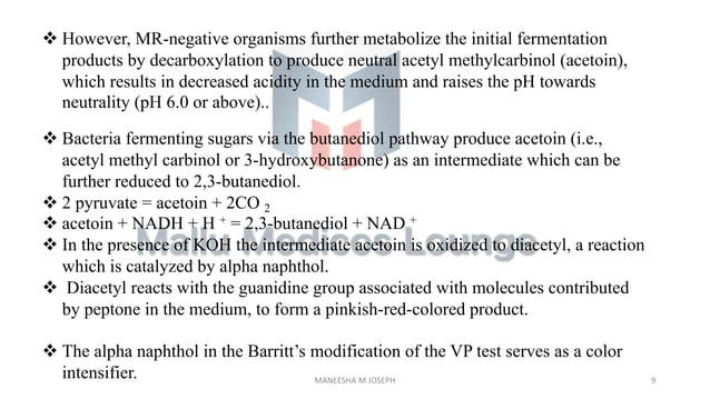 Methyl Red (MR) and Voges-Proskauer (VP) Test | PDF | Chemistry | Science