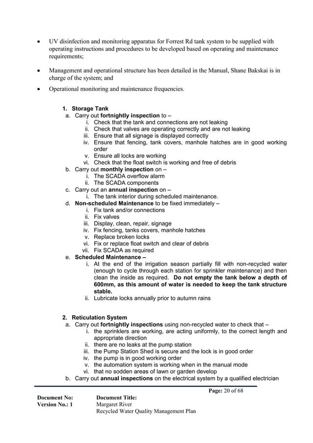 Recycled Water Quality Management Plan - Margaret River Water Recycling ...
