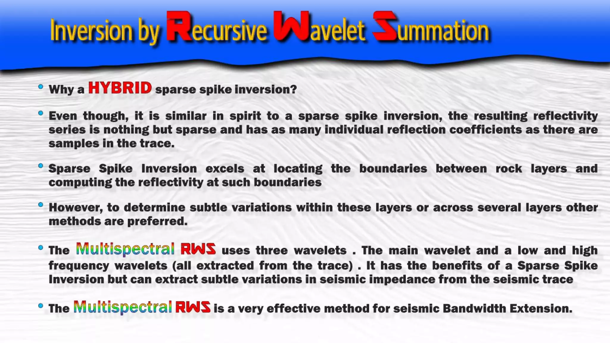 Seismic Inversion By Multispectral Recursive Wavelet Summation Ppt