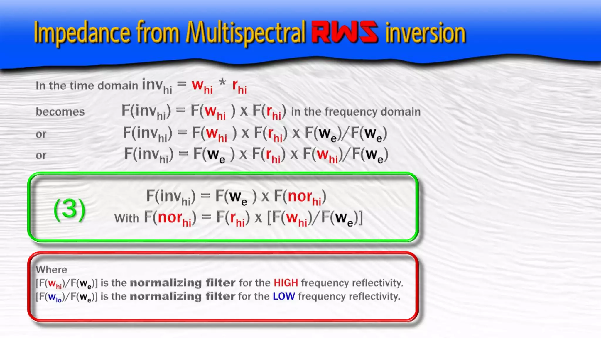Seismic Inversion By Multispectral Recursive Wavelet Summation Ppt