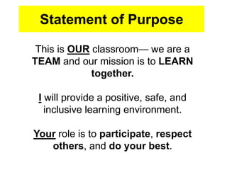 Mr yaks classroom management plan | PPTX | Homework and Study | Education