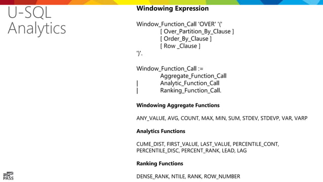 Introducing U-SQL (SQLPASS 2016) | PPT