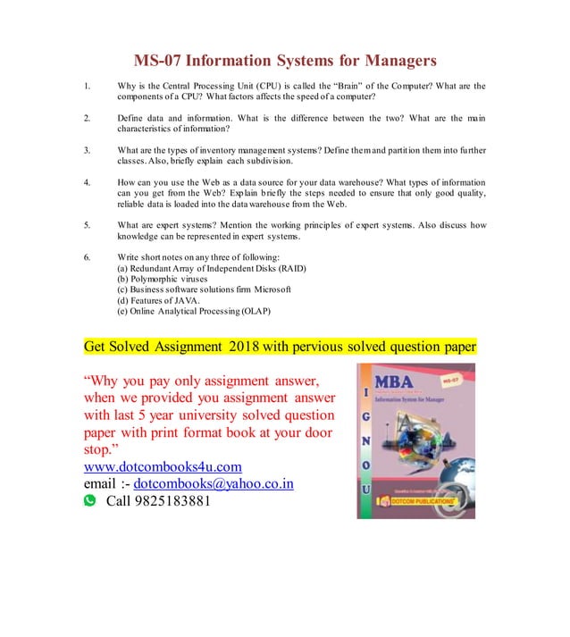 Ms 07 ignou assignment 2018 | PDF