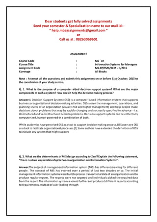 Ms 07 information systems for managers | PDF