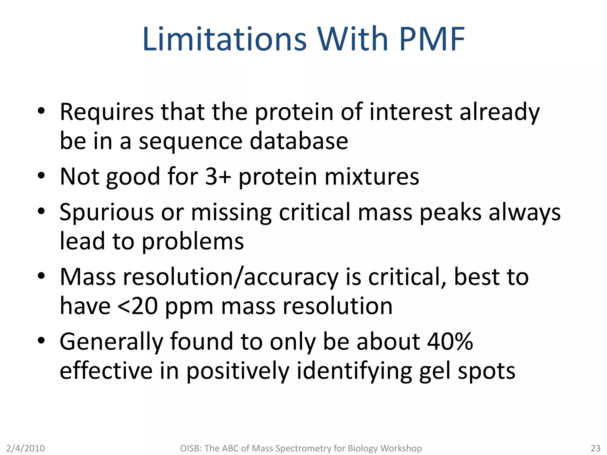 Mass Spectrometry: Protein Identification Strategies | PPTX