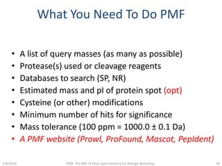 Mass Spectrometry: Protein Identification Strategies | PPTX