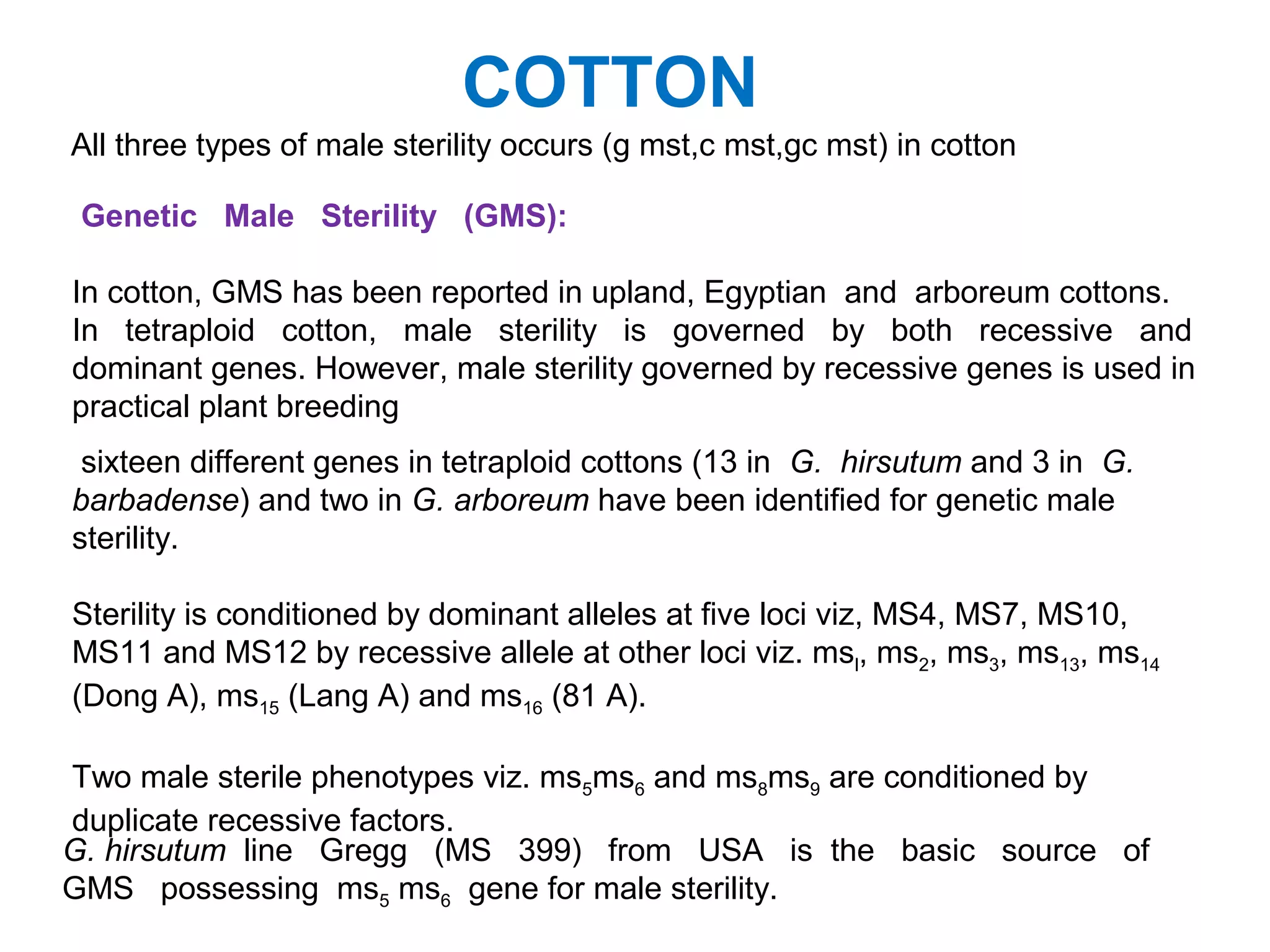 Male Sterility IN Cross Pollinated and Vegetable Crops | PPT ...