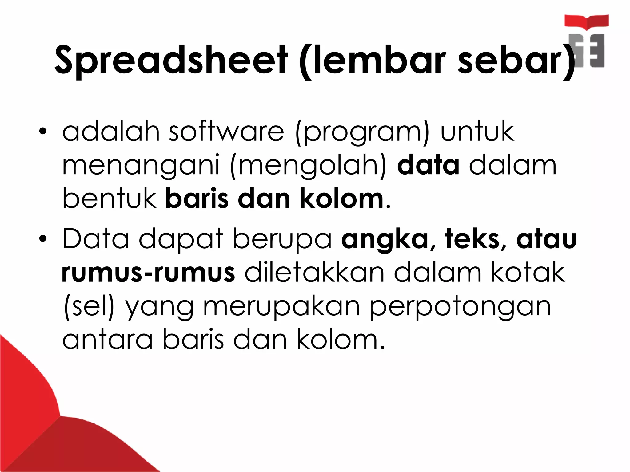 perangkat lunak lembar sebar | PPTX