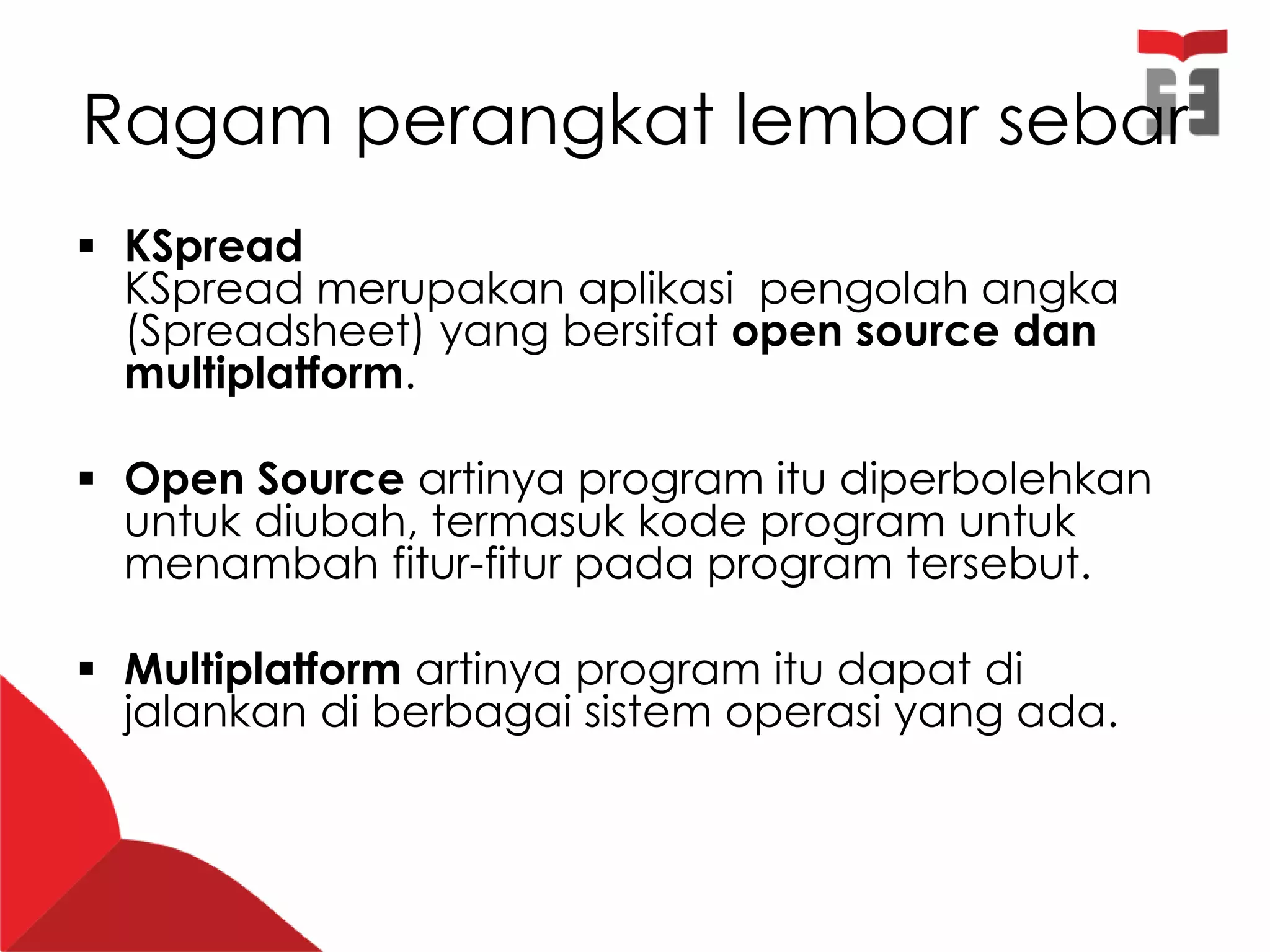 perangkat lunak lembar sebar | PPTX