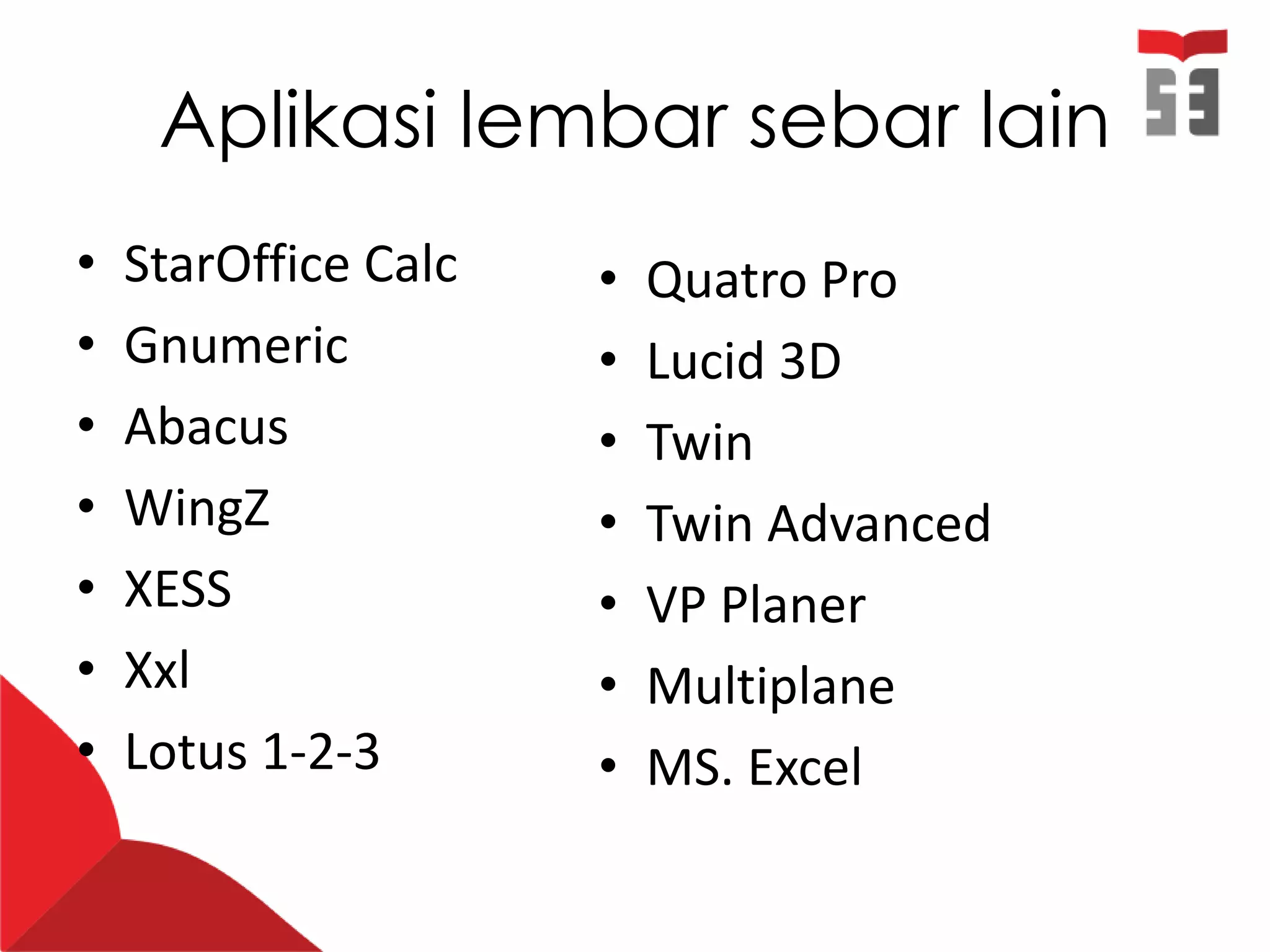 perangkat lunak lembar sebar | PPTX